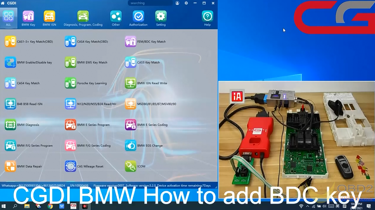 CGDI BMW Add FEM/BDC Key Tutorials