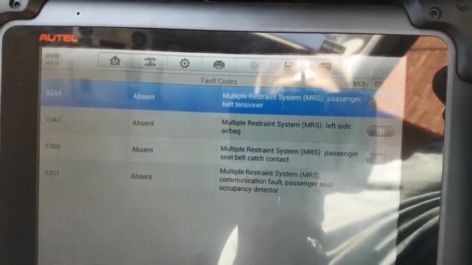 BMW E90 Airbag light on error 93C2 Fault finding and repair with Autel ...