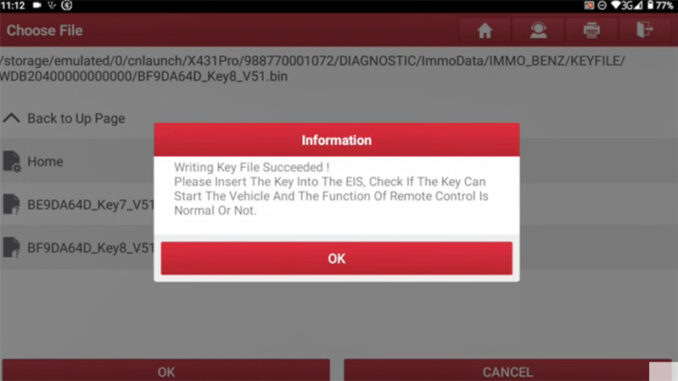 Launch X431 IMMO Elite Mercedes Benz W204 AKL Anti-theft Key Matching ...