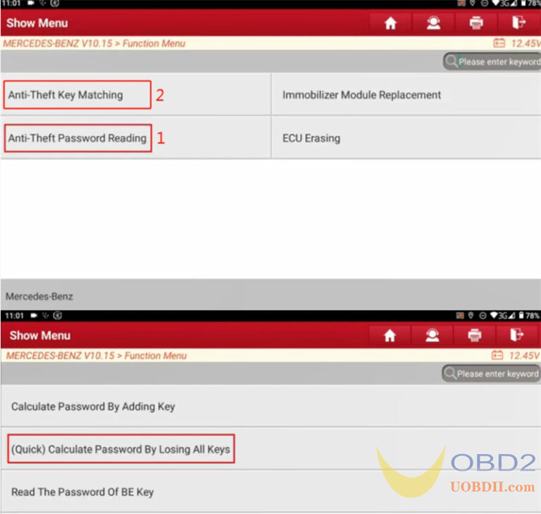 Launch X431 IMMO Elite Mercedes Benz W204 AKL Anti-theft Key Matching ...