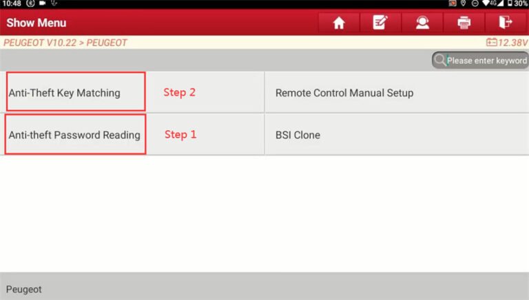 Peugeot 308/408 AKL Anti-Theft Key Matching with Launch X431 IMMO Plus ...