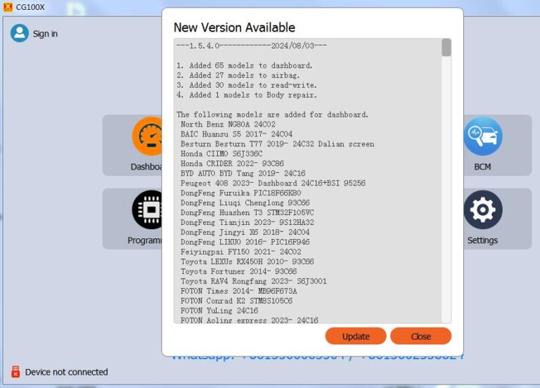 CG100X V1.5.4.0 Update and Download – UOBDII Official Blog