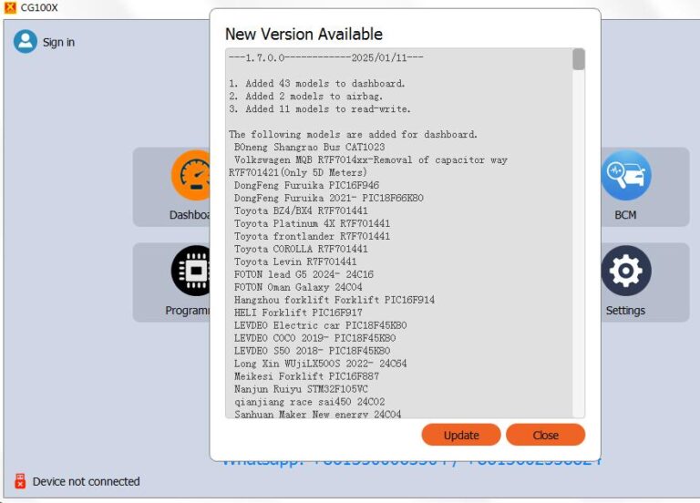 CG100X V1.7.0.0 Update and Download – UOBDII Official Blog