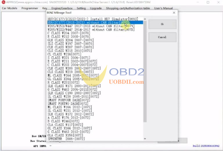 APPRO2 Correct Mercedes-Benz HU6 IC177 M (2018+) Mileage – UOBDII ...